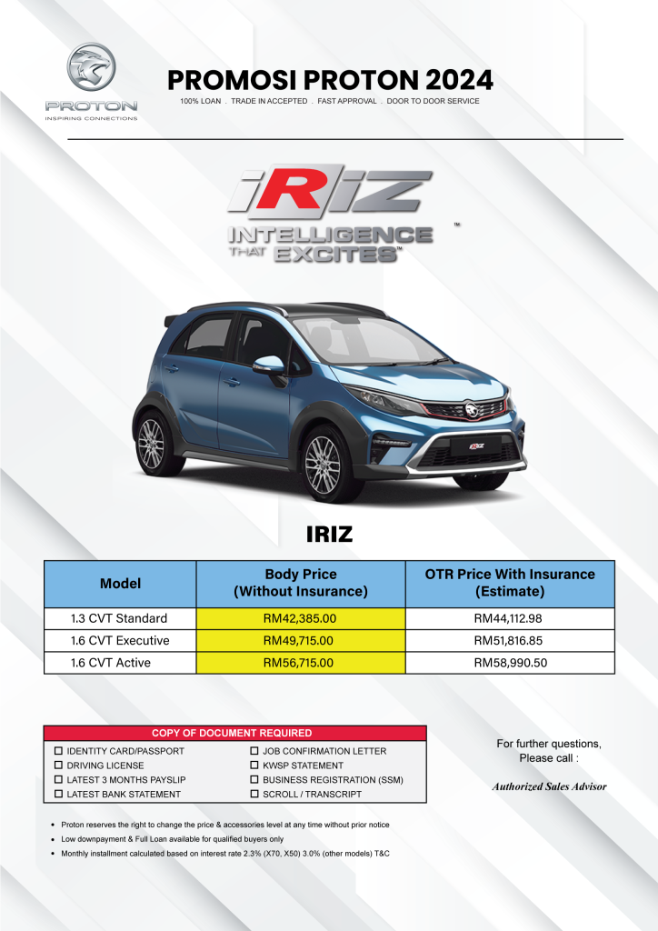 Harga Iriz Baru 2025 Promosi Terbaru - Proton Malaysia