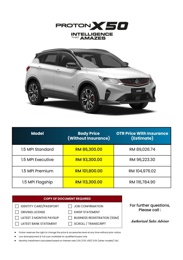 Harga X50 Baru 2025 Promosi Terbaru - Proton Malaysia