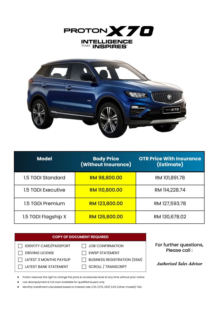 Harga X70 Baru 2026 Promosi Terkini - Proton Malaysia